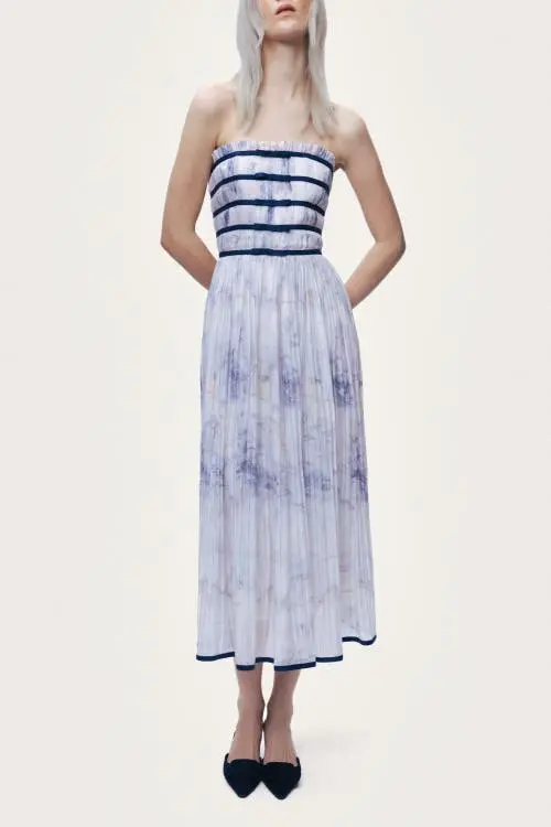 NOCTURNE Bow Detail Strapless Midi Dress
