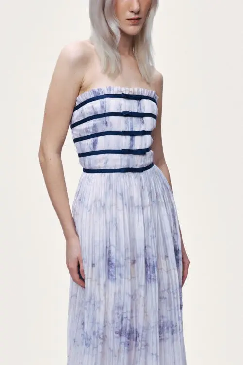 NOCTURNE Bow Detail Strapless Midi Dress