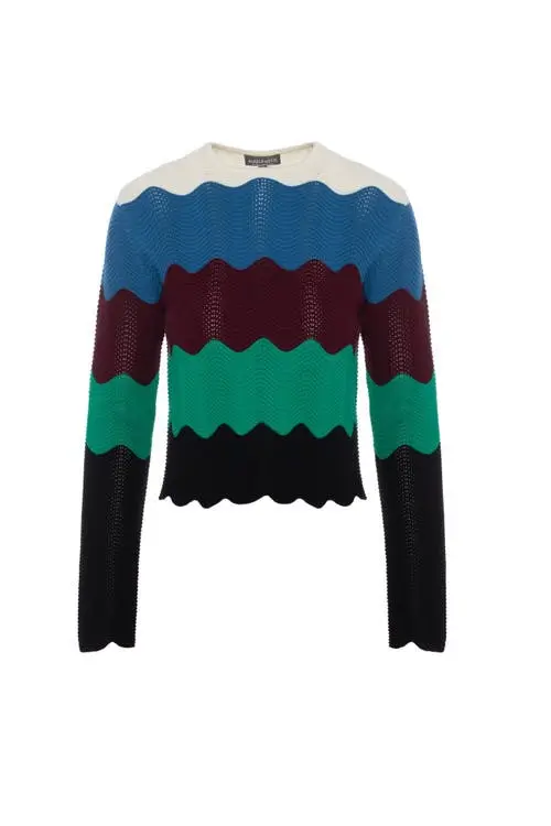 MADEMOISELLE Crochet Color Block Cardigan - Multi