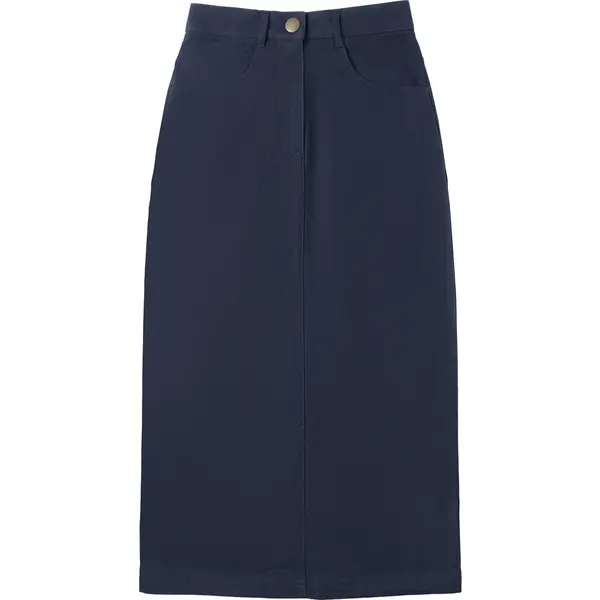 ULLA MAXI Straight Cotton Skirt - Navy