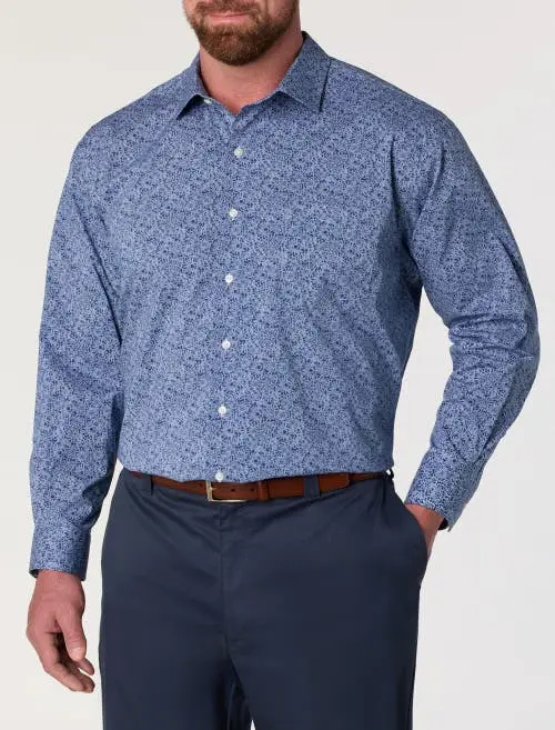 SYNRGY BY DXL Big & Tall Exploded Sunflower Dress Shirt - Navy