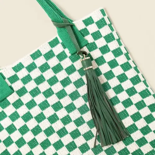 CASUPO Handcrafted Leather Tassel Charm With Gold Tone Hardware - Green