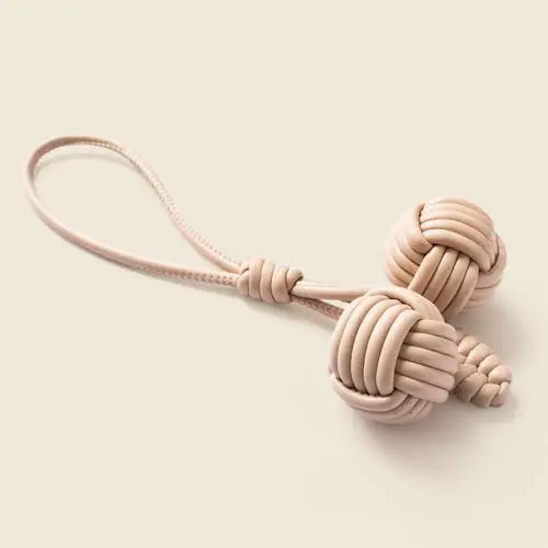 CASUPO Vegan Leather Monkey Fist Tassel Bag Charm - Cream