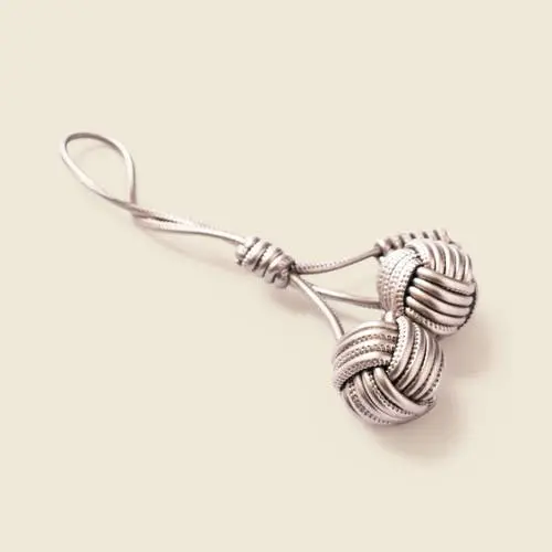 CASUPO Vegan Leather Monkey Fist Tassel Bag Charm - Silver