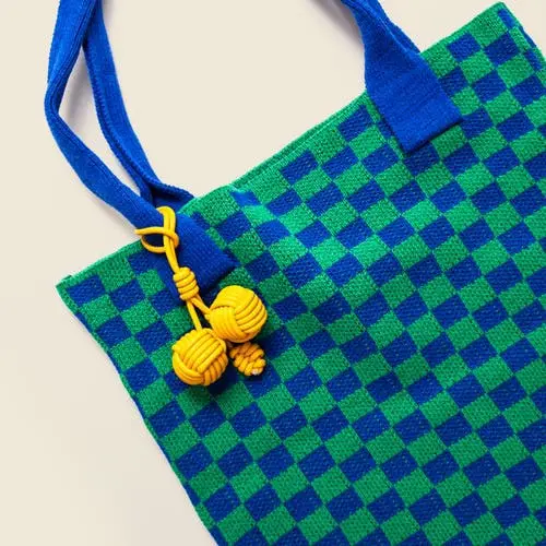 CASUPO Vegan Leather Monkey Fist Tassel Bag Charm - Yellow