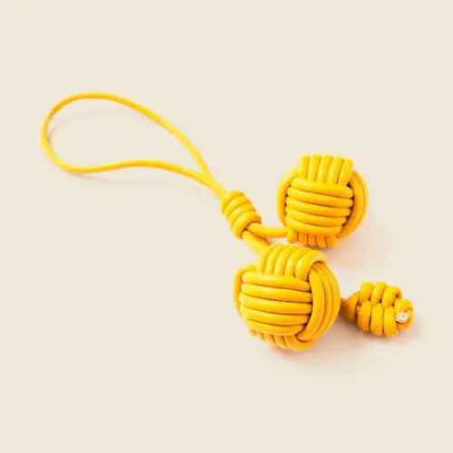 CASUPO Vegan Leather Monkey Fist Tassel Bag Charm - Yellow