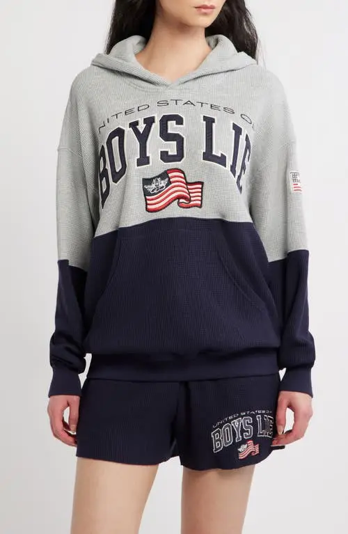 BOYS LIE Colorblocked Thermal Hoodie - Navy Multi