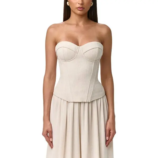 Naked Wardrobe Strapless Suiting Bustier Top - Cream