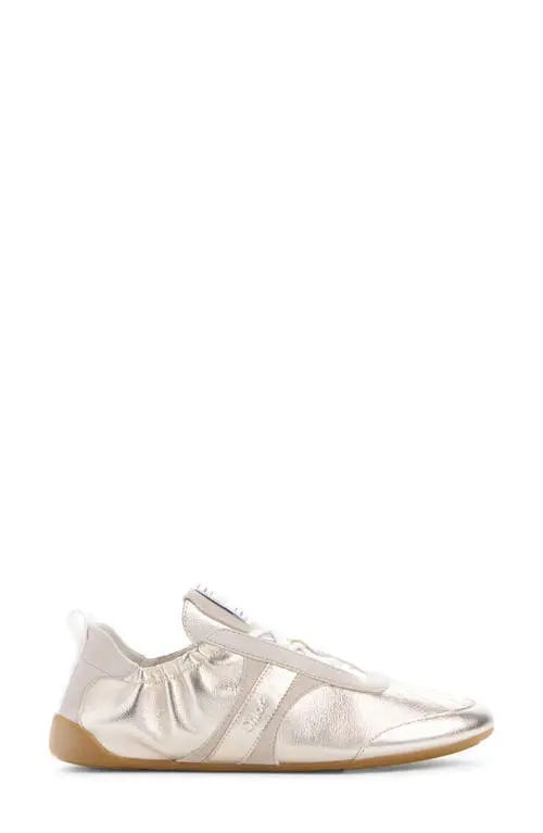 Chloé Metallic Leather And Suede Kick Sneakers - Palladium