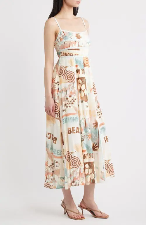 BLU PEPPER Mixed Print Midi Dress