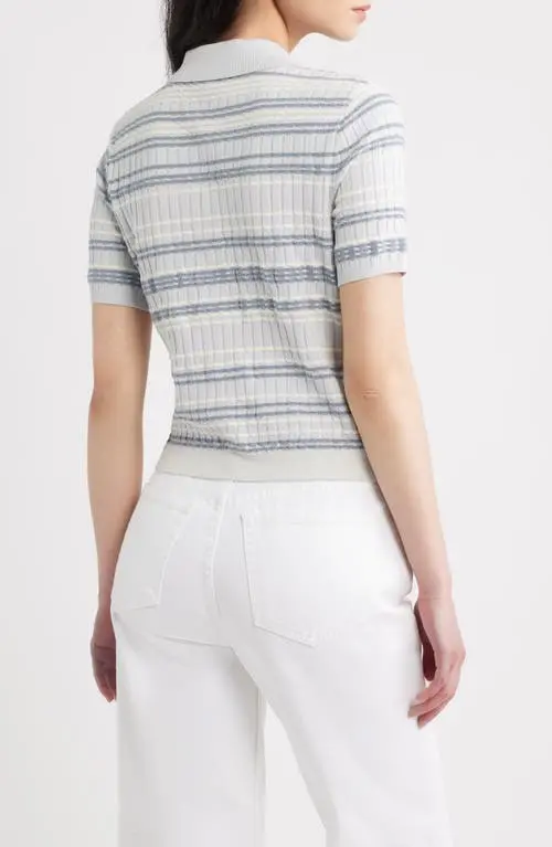 Rag & Bone Karina Stripe Short Sleeve Cardigan - Light Blue