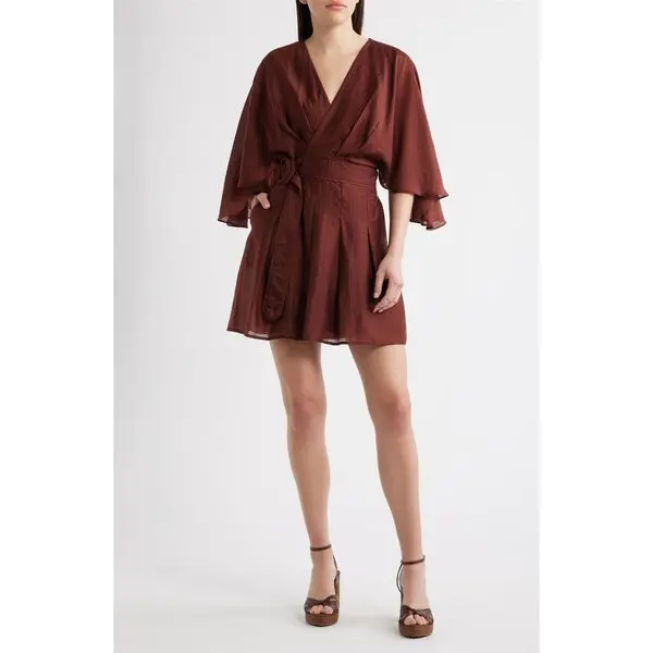 CIEBON Avaele Flutter Sleeve Minidress - Brown