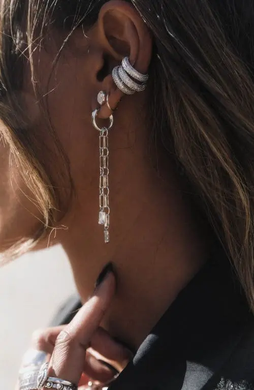 CHILD OF WILD Layla Linear Chain Earrings With Cubic Zirconia