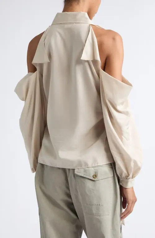 Acne Studios Senny Bow Fluid Cold Shoulder Top