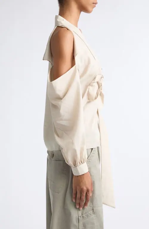 Acne Studios Senny Bow Fluid Cold Shoulder Top