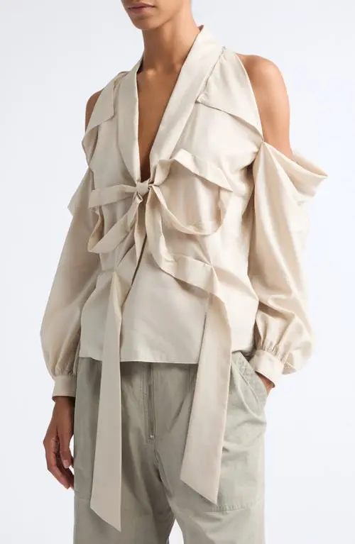 Acne Studios Senny Bow Fluid Cold Shoulder Top