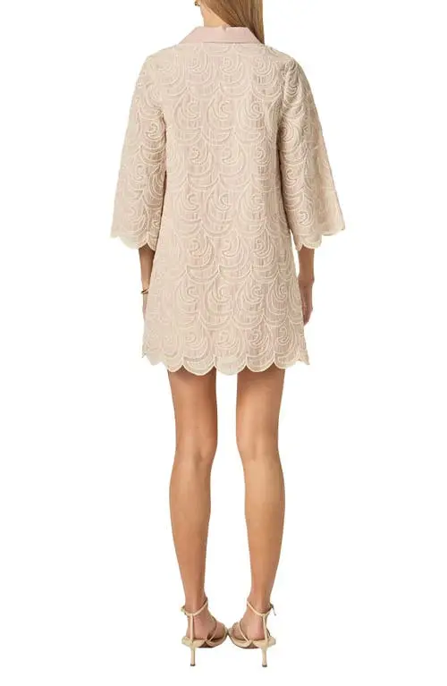 English Factory Embroidered Scallop Hem Mini Dress