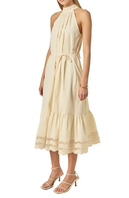 English Factory Embroidered Cotton Poplin Halter Dress