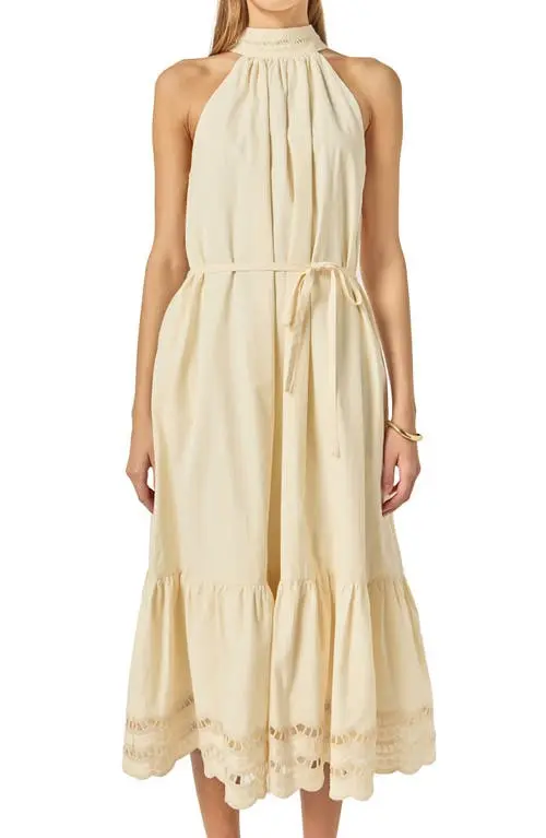 English Factory Embroidered Cotton Poplin Halter Dress