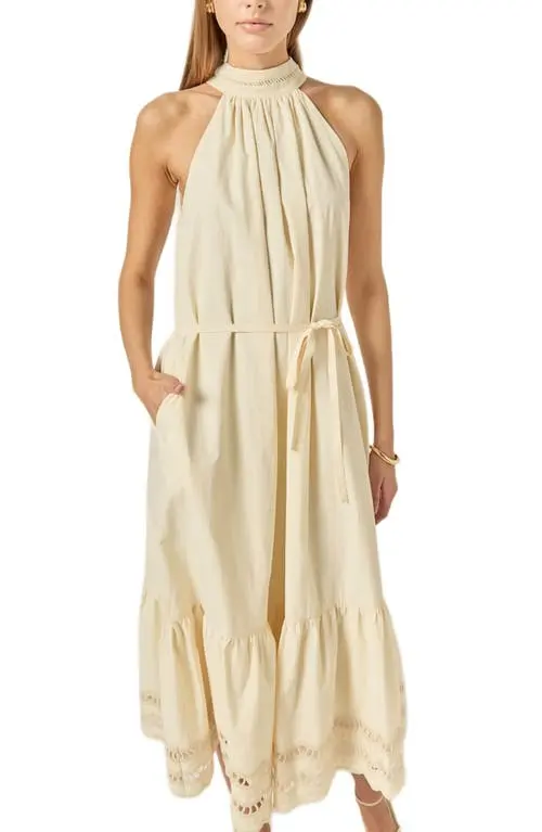 English Factory Embroidered Cotton Poplin Halter Dress