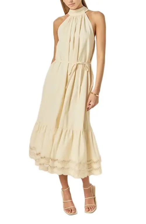 English Factory Embroidered Cotton Poplin Halter Dress