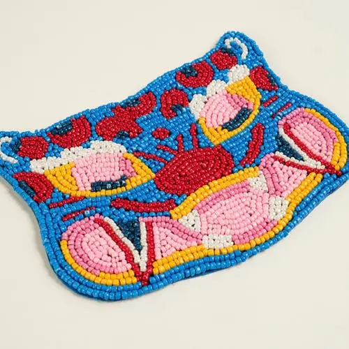 ZSA ZSA ZSU Dadri Beaded Coaster 4x3 - Blue