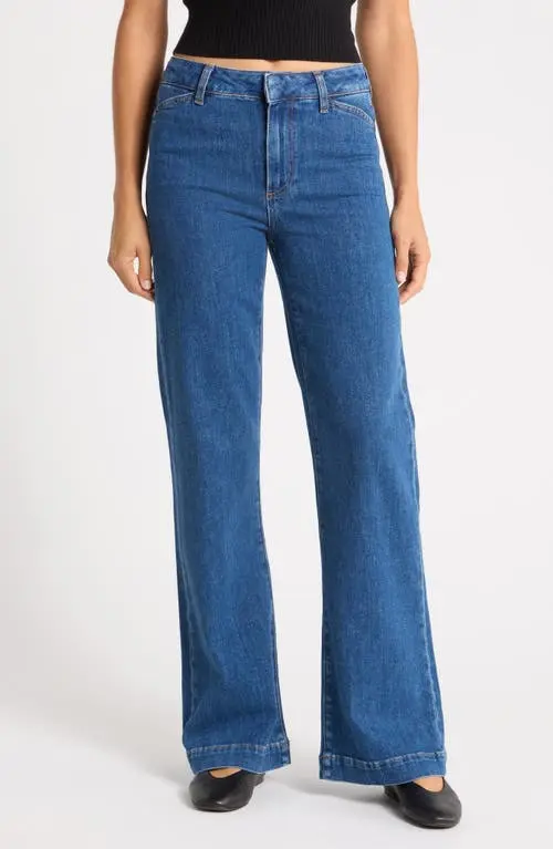 Paige Leenah Curved Pocket High Waist Wide Leg Jeans - Glendora