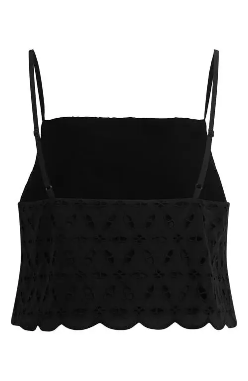 FAVORITE DAUGHTER The Pretty Please Eyelet Embroidered Cotton Crop Camisole