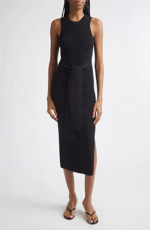 TOCCIN Piper Tie Front Midi Dress - Jet