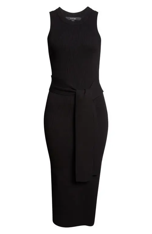 TOCCIN Piper Tie Front Midi Dress - Jet
