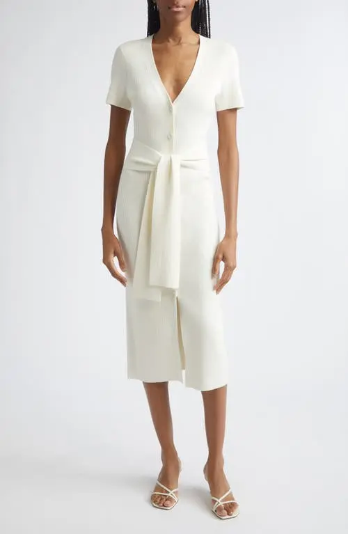 TOCCIN Agnes Short Sleeve Sweater Dress - Ivory