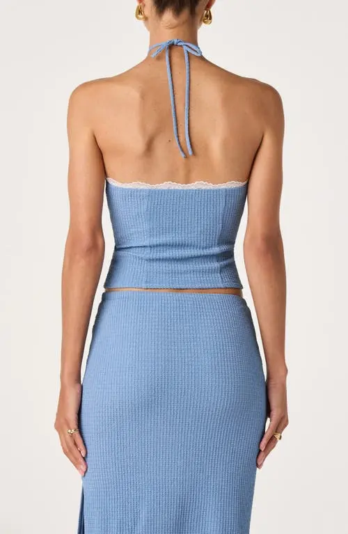 Astr The Label Milana Lace Detail Rib Halter Top