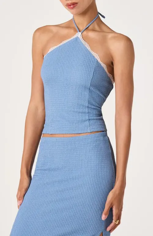 Astr The Label Milana Lace Detail Rib Halter Top
