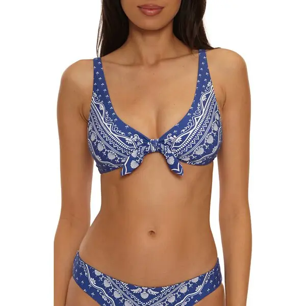 BECCA By Rebecca Virtue Seaside Ranch Halter Bikini Top - Navy