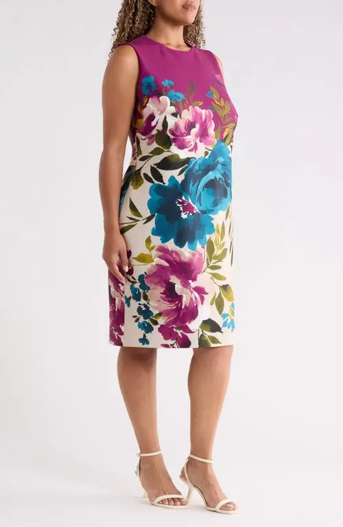 Anne Klein Floral Print Scuba Sheath Dress