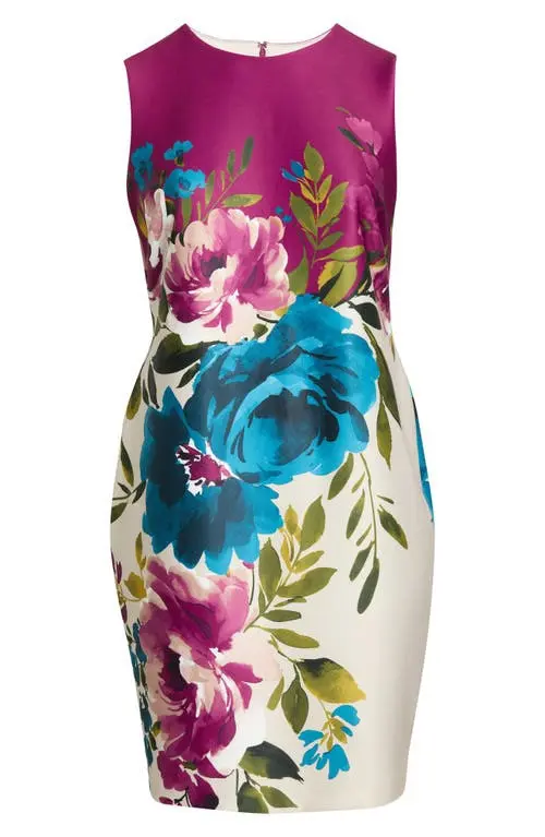 Anne Klein Floral Print Scuba Sheath Dress