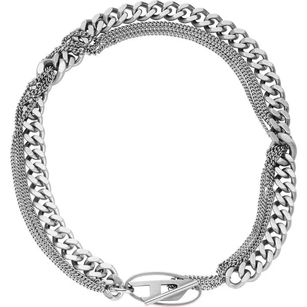 DIESEL® Oval D Toggle Chain Necklace - Silver