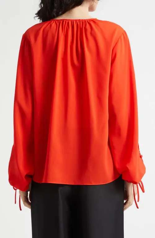 TOCCIN Oletta Button Long Sleeve Tie Cuff Top - Tomato