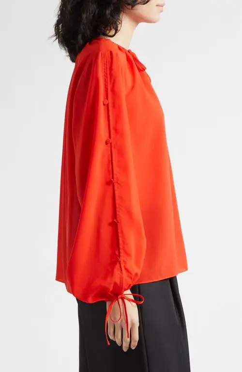 TOCCIN Oletta Button Long Sleeve Tie Cuff Top - Tomato