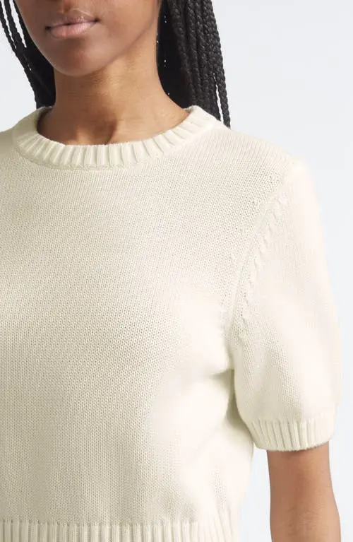 TOCCIN Elsie Short Sleeve Wool & Cashmere Cropped Sweater - Ivory