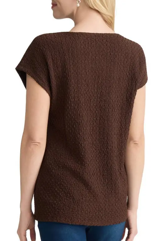 Jones New York Textured Cap Sleeve Top With Hardware Detail