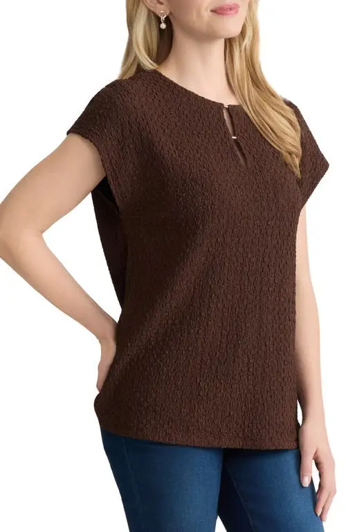 Jones New York Textured Cap Sleeve Top With Hardware Detail
