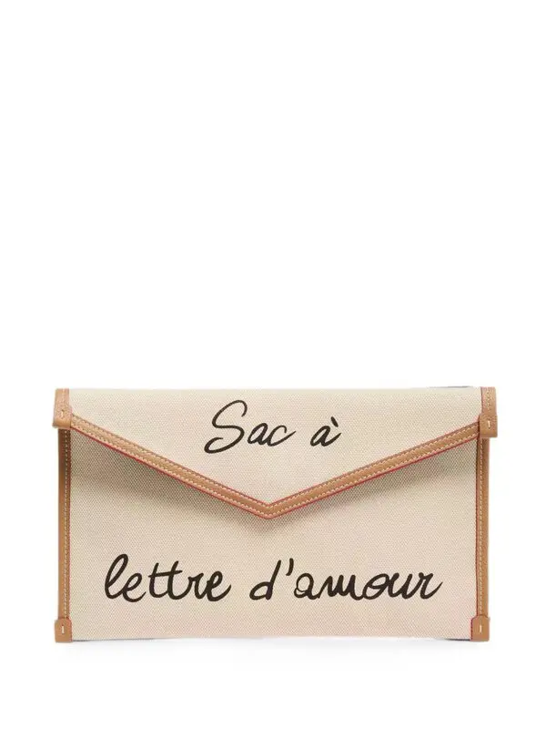 LANCEL Canvas And Leather Clutch Bag - Neutrals