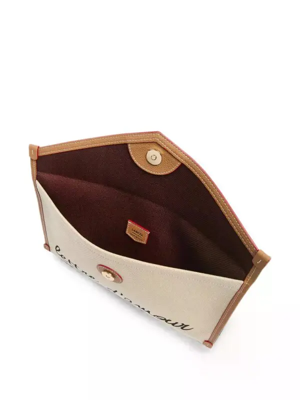 LANCEL Canvas And Leather Clutch Bag