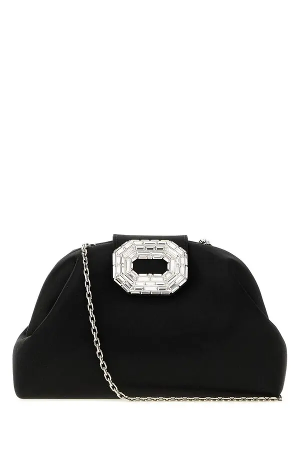 Amina Muaddi Satin Camelia Clutch