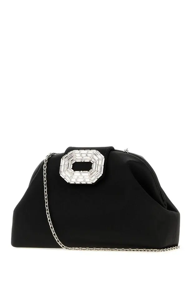 Amina Muaddi Satin Camelia Clutch