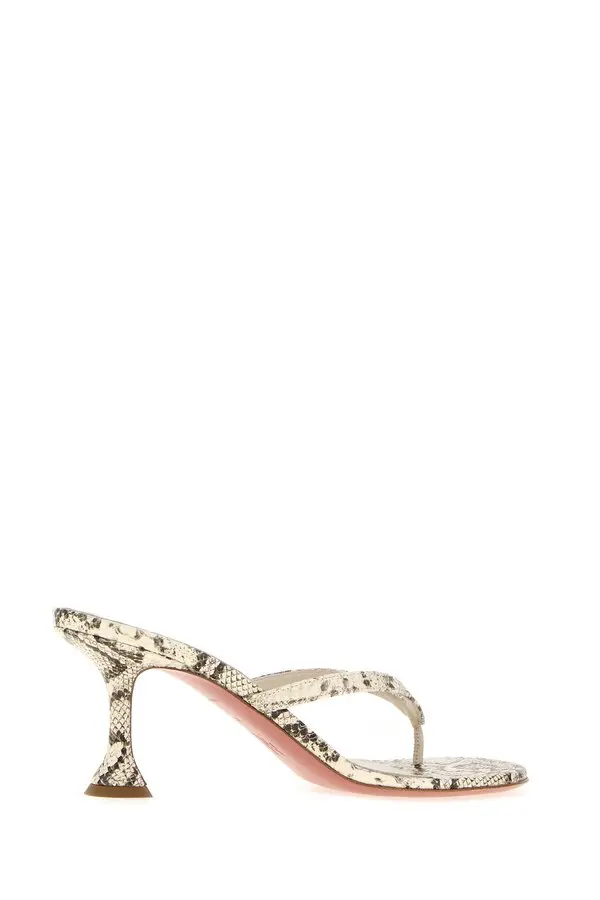 Amina Muaddi Printed Leather Juliette Thong Mules
