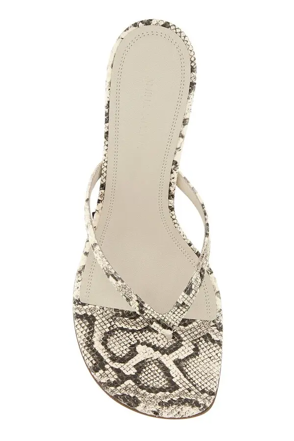 Amina Muaddi Printed Leather Juliette Thong Mules