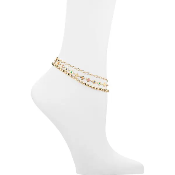 Bp. Set Of 3 Assorted Chain Anklets - Gold Multi