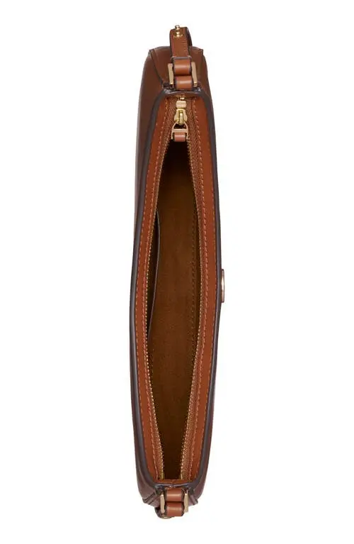 Tory Burch Robinson Leather Zip Top Shoulder Bag - Aged Tan